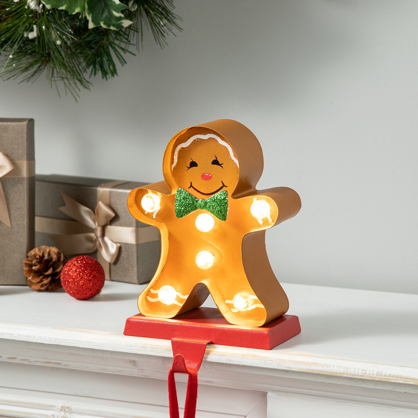 Marquee LED Gingerbread House & Gingerbread Man Christmas Stocking ...