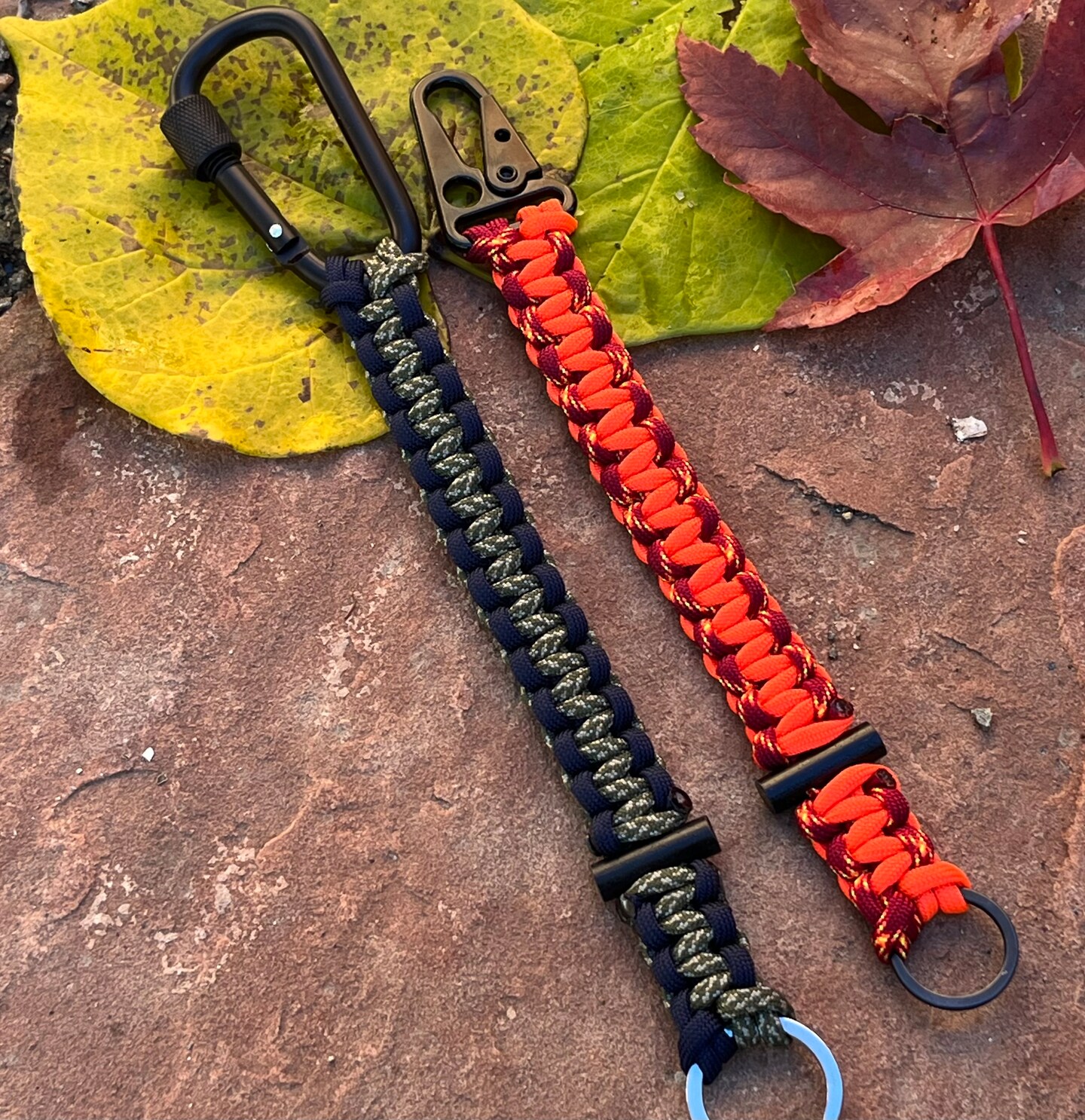 Custom Paracord EDC 7" 2 Color Keychain Strap Lanyard with Ferro Rod ...