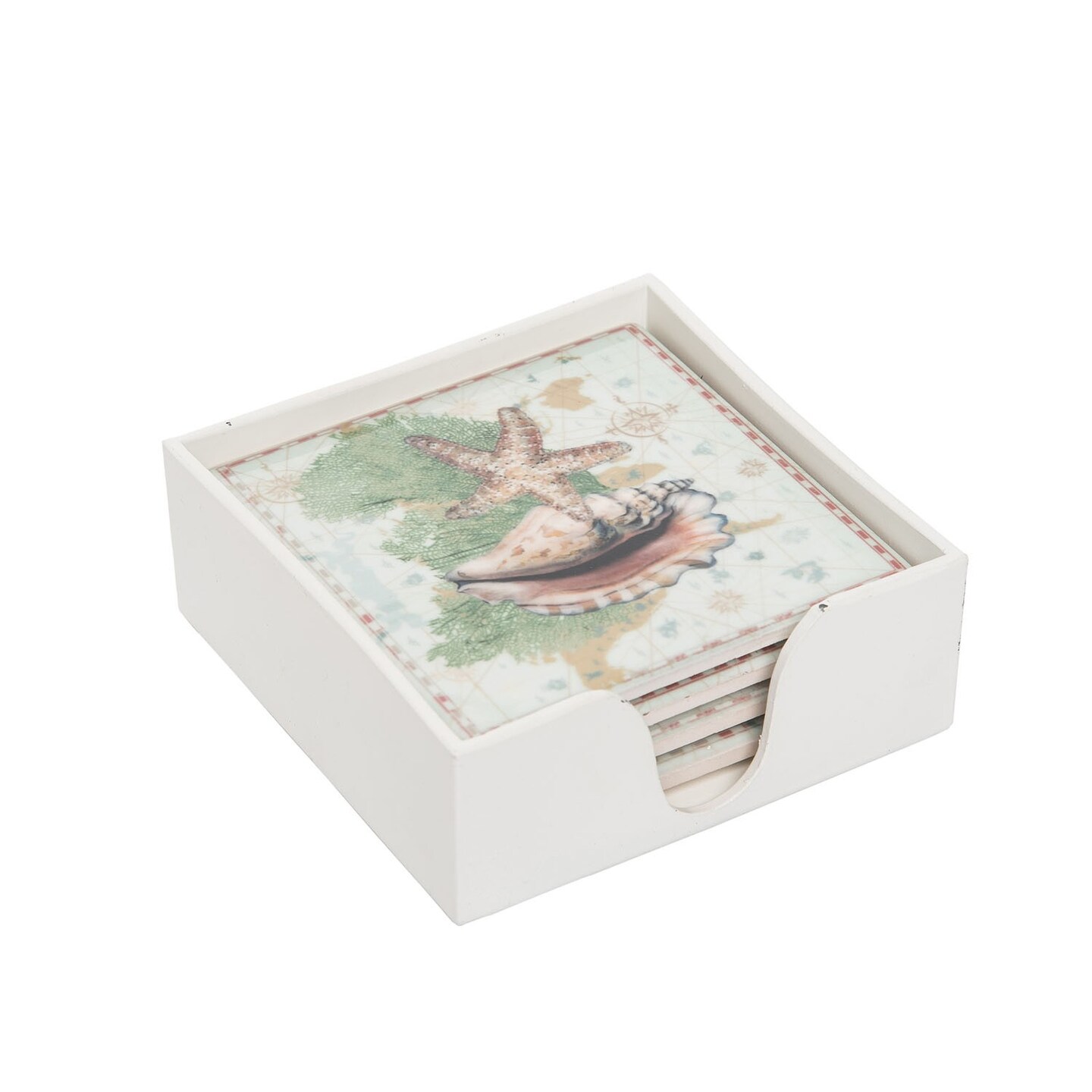 Map Of Shells Ceramic Coaster Set Ceramic Home Decor Dining Table ...