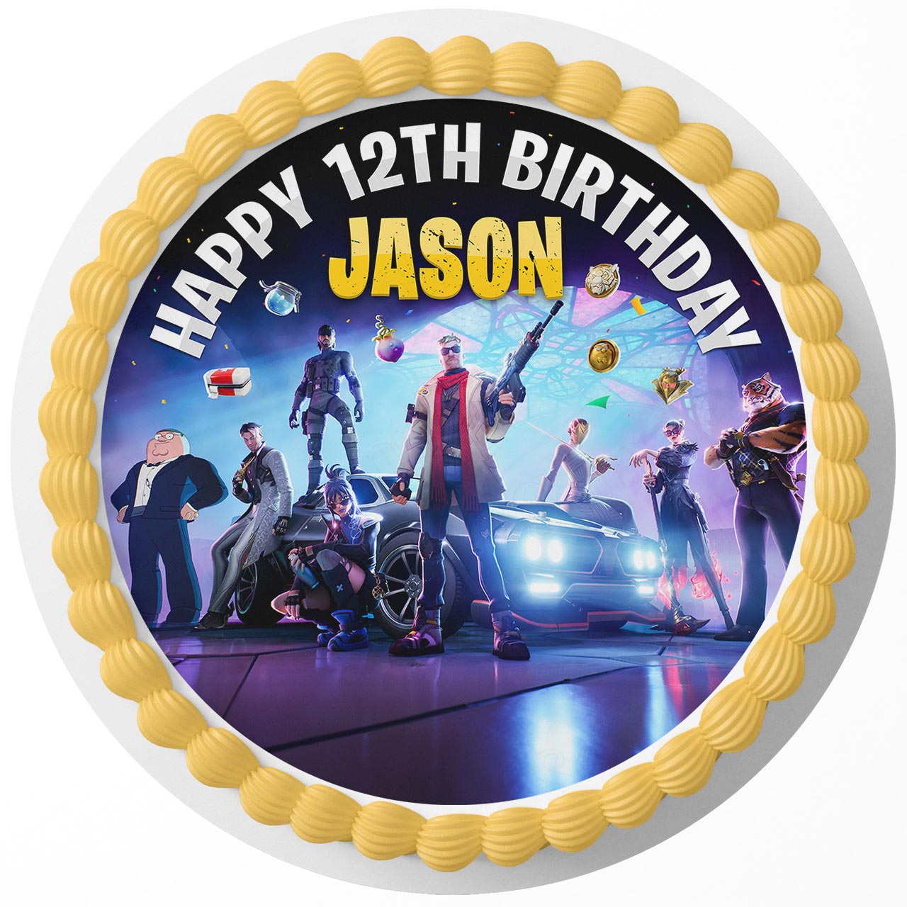 Fortnite Battle Pass Edible Cake Image Topper Birthday Cake Sheet Round ...