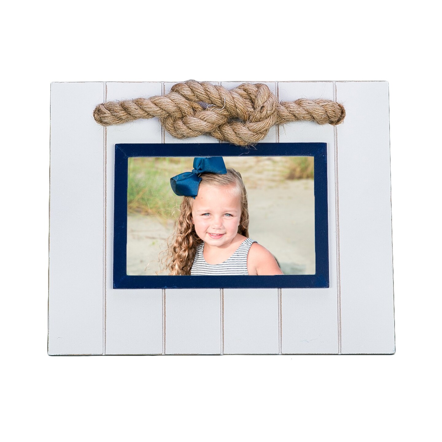 4x6 White Wood Photo Frame with Jute Rope – Coastal Beach House Decor ...