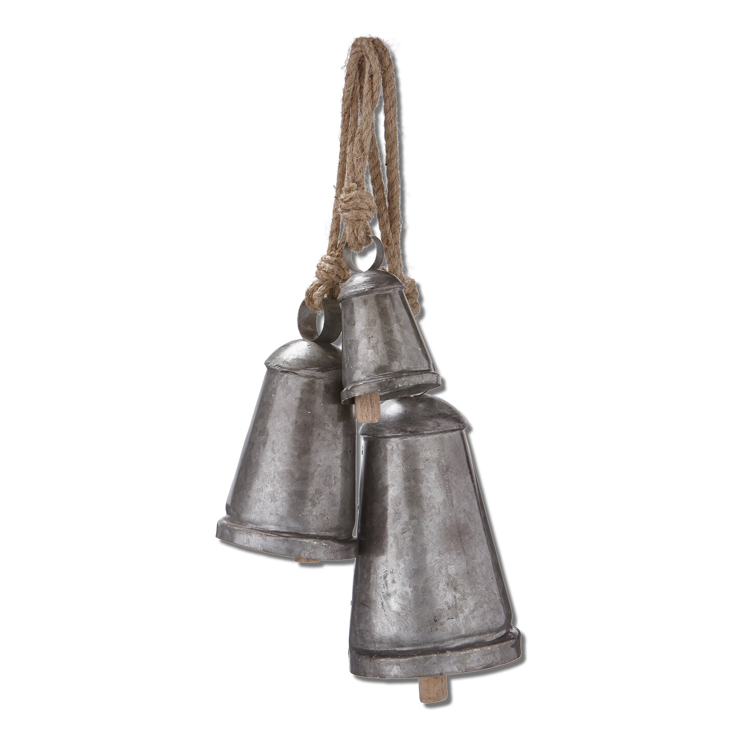 Vintage Bell and Jute Decorative Objects Set of 3 Antique Silver Bells ...