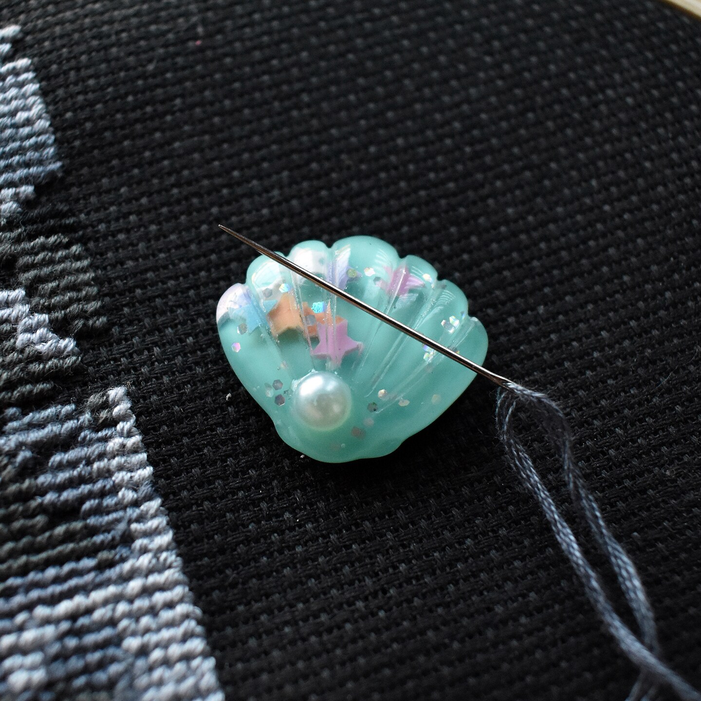 Pastel Seashell, Needle Minder, Beach Craft, Scallop Pearl, Embroidery ...