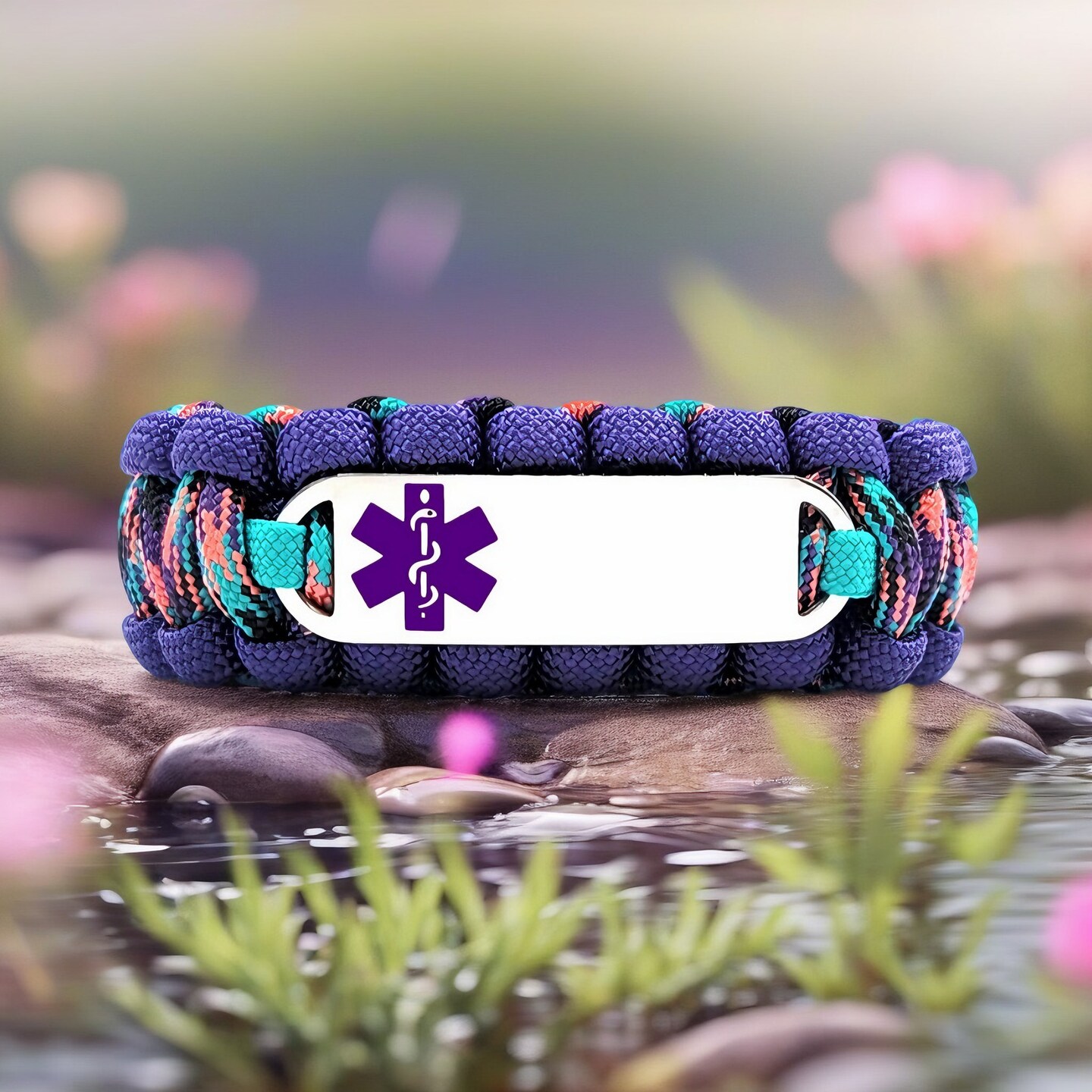 550 Paracord Medical ID Bracelet Featuring a Custom Engraved Stainless ...