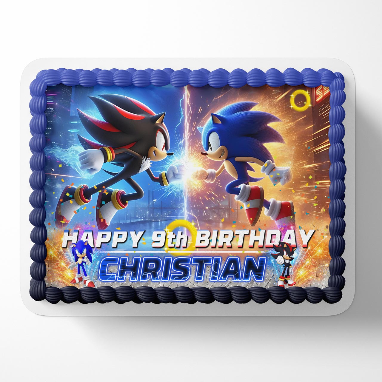 Sonic vs Shadow Edible Cake Image Topper Birthday Cake Sheet ...