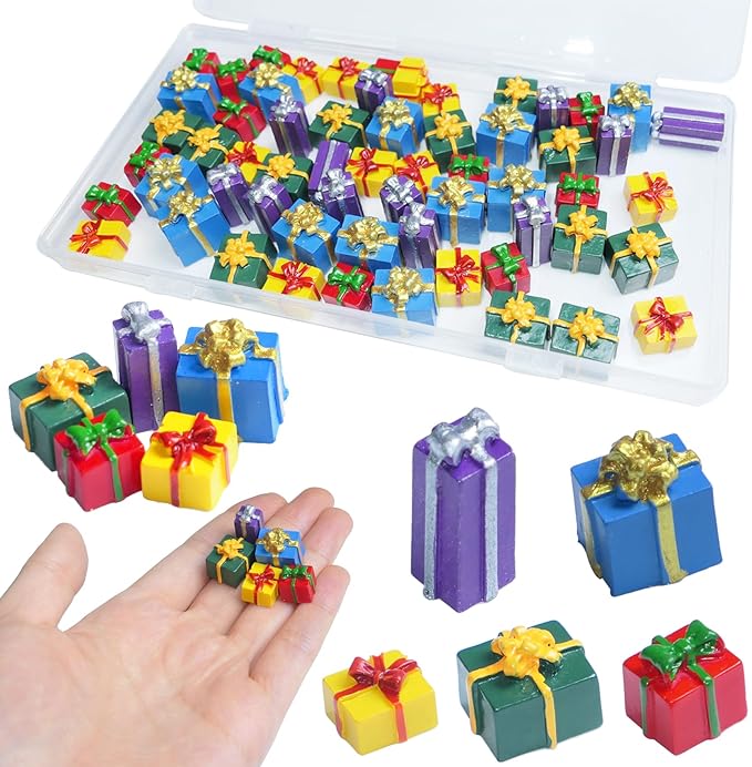 Christmas Miniature Gift Boxes Ornaments,60 Pcs Christmas Tree Mini ...