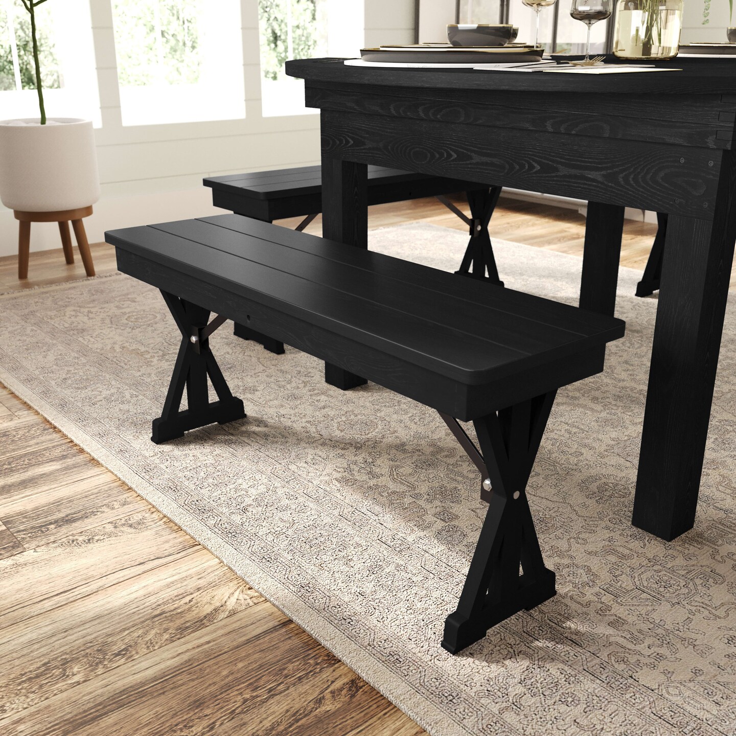 Merrick Lane Tinsley 40" x 12" Solid Pine Folding Farmhouse Style Bench ...