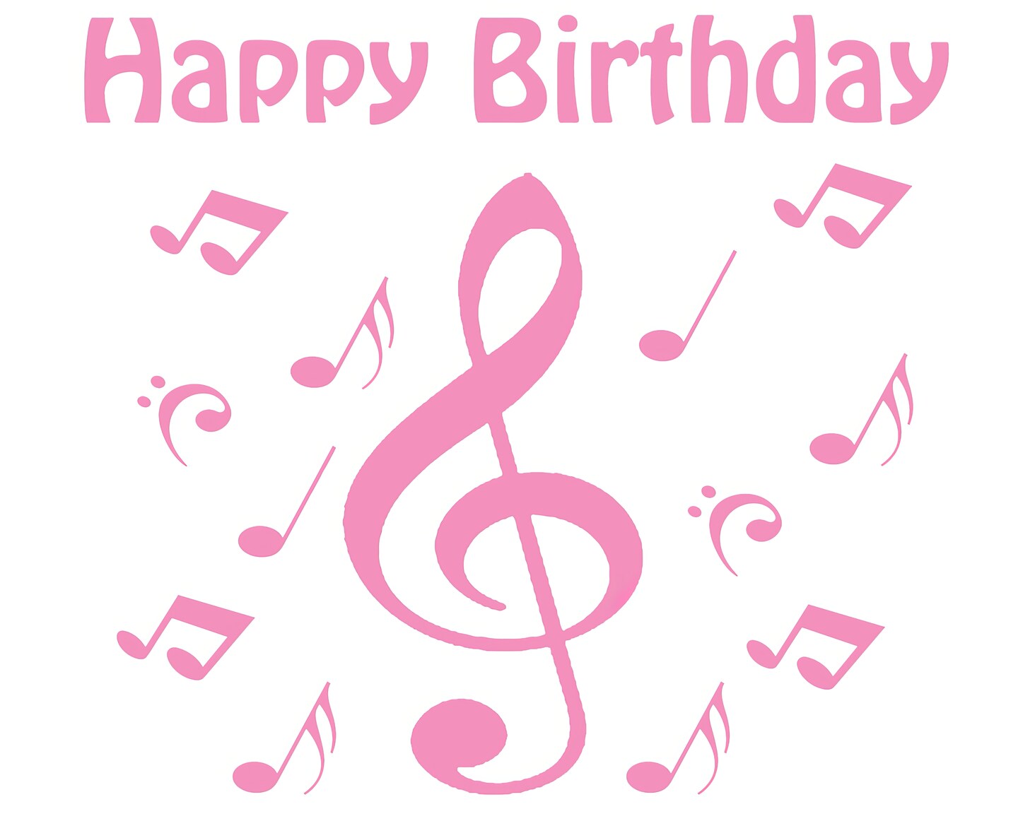 Pink Music Notes Band Happy Birthday Edible Cake Topper - Personalized ...