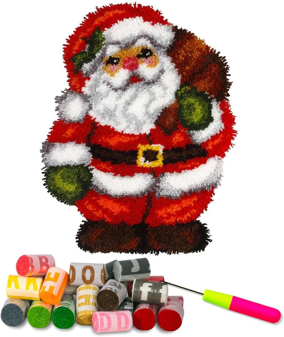Latch Hook Kits Rug Santa Claus Crochet Yarn Cushion Colour Pre-Printed ...