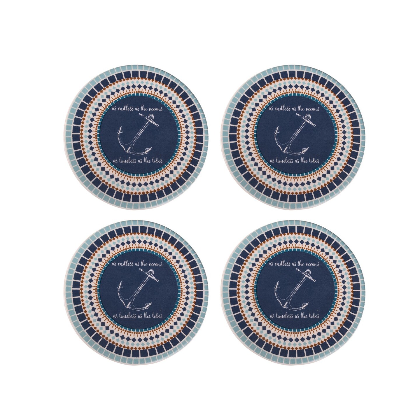 4" CERAMIC TEXTURED ANCHOR COASTERS Set of 4 | Michaels