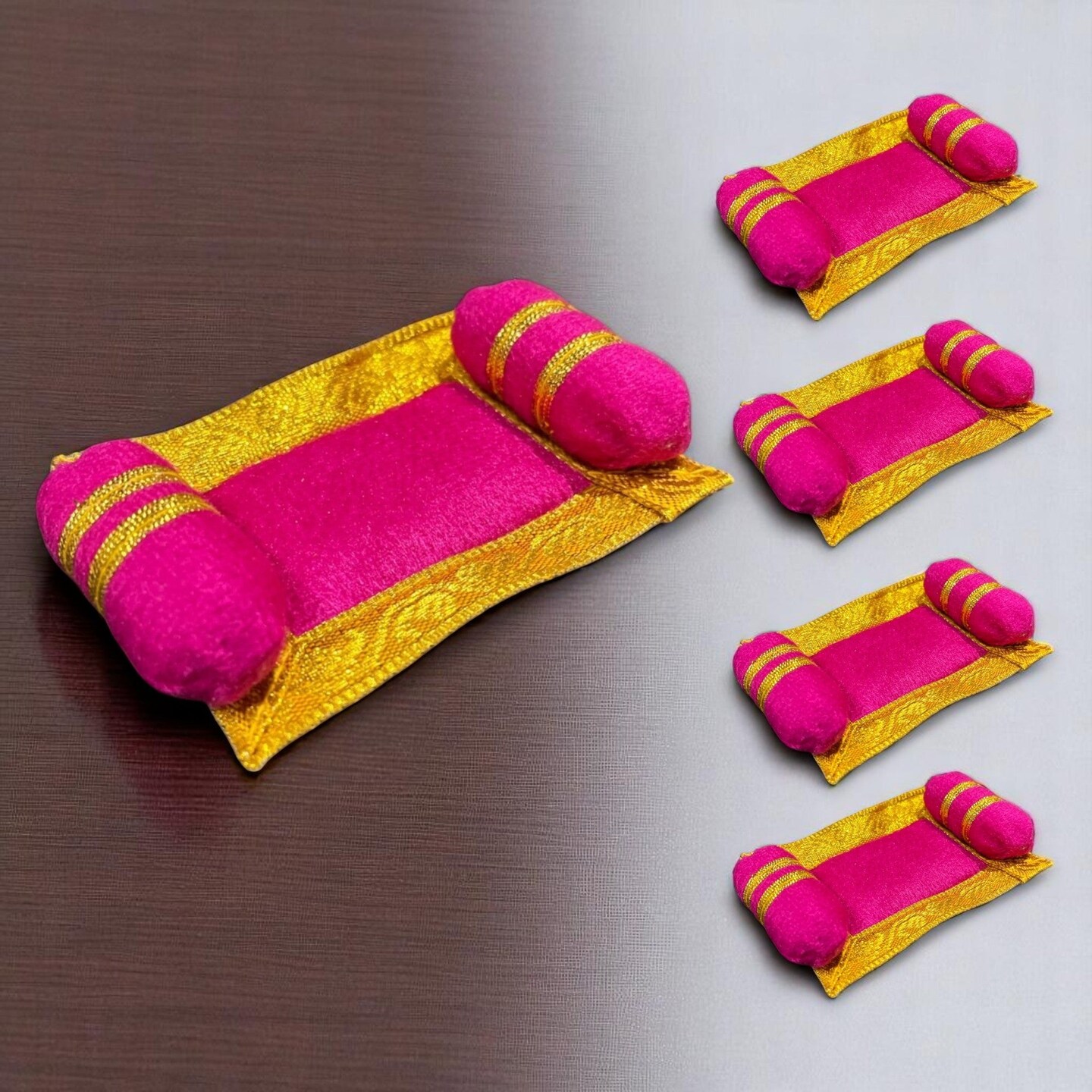 4x Mini Laddu Gopal Velvet Asan Takiya Pillow Set for Lord Ganesha ...