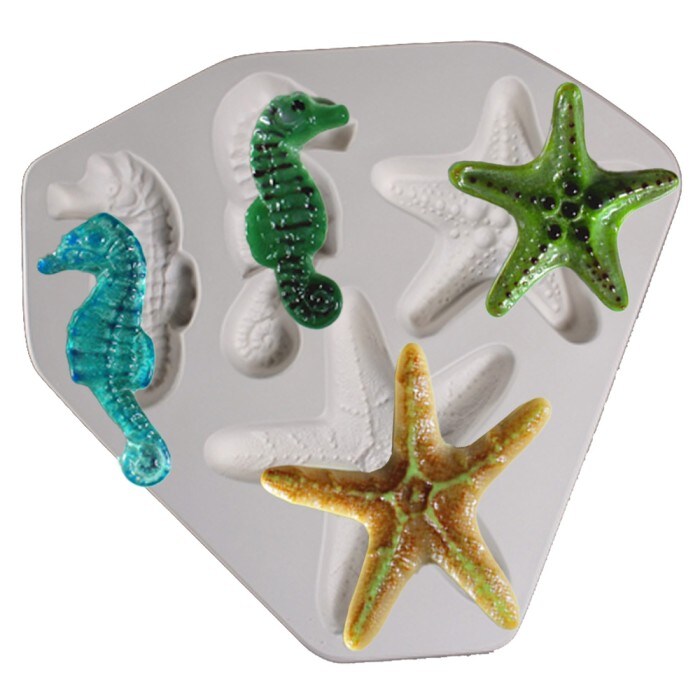 9” x 8" x 1.5" Starfish & Seahorse Frit Casting Glass Fusing Kiln Mold ...