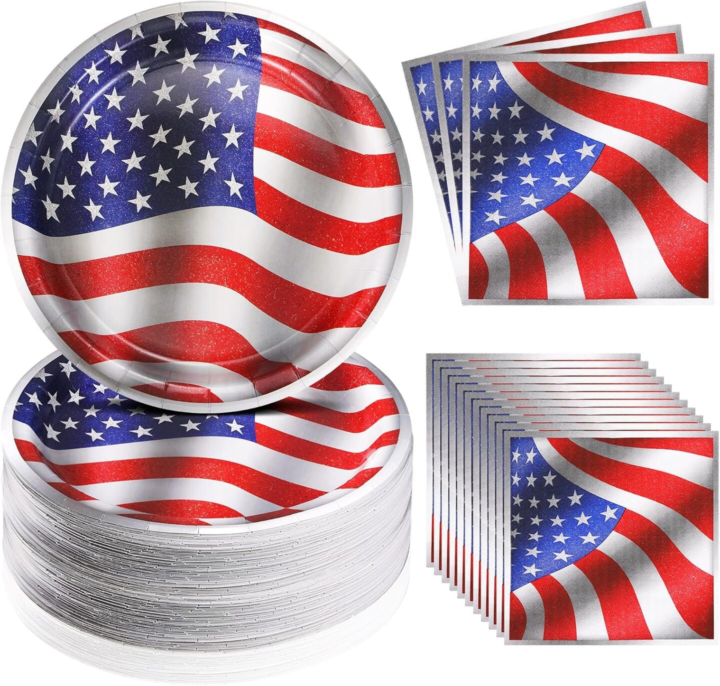100pcs American Flag Plates & Napkins – 4th of July Disposable Set for ...