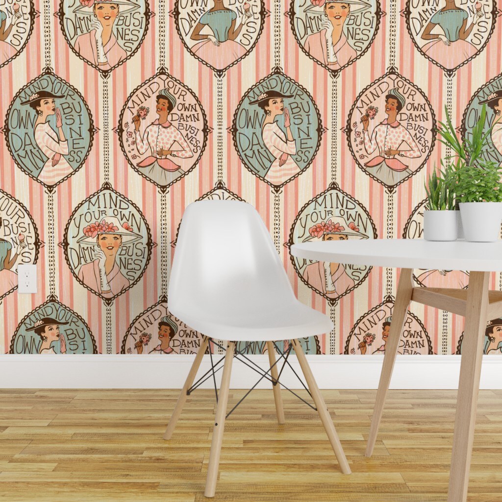 Pre-Pasted Wallpaper 2FT Wide Retro Vintage Feminist Conversational ...
