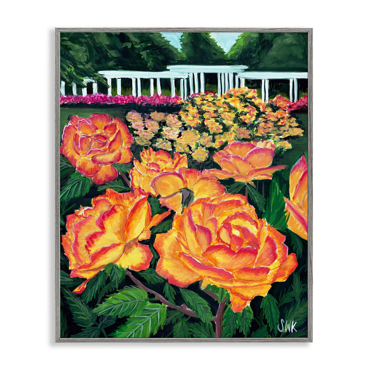 Stupell Industries Rose Garden In Bloom Framed Giclee By Sarah Waldron ...