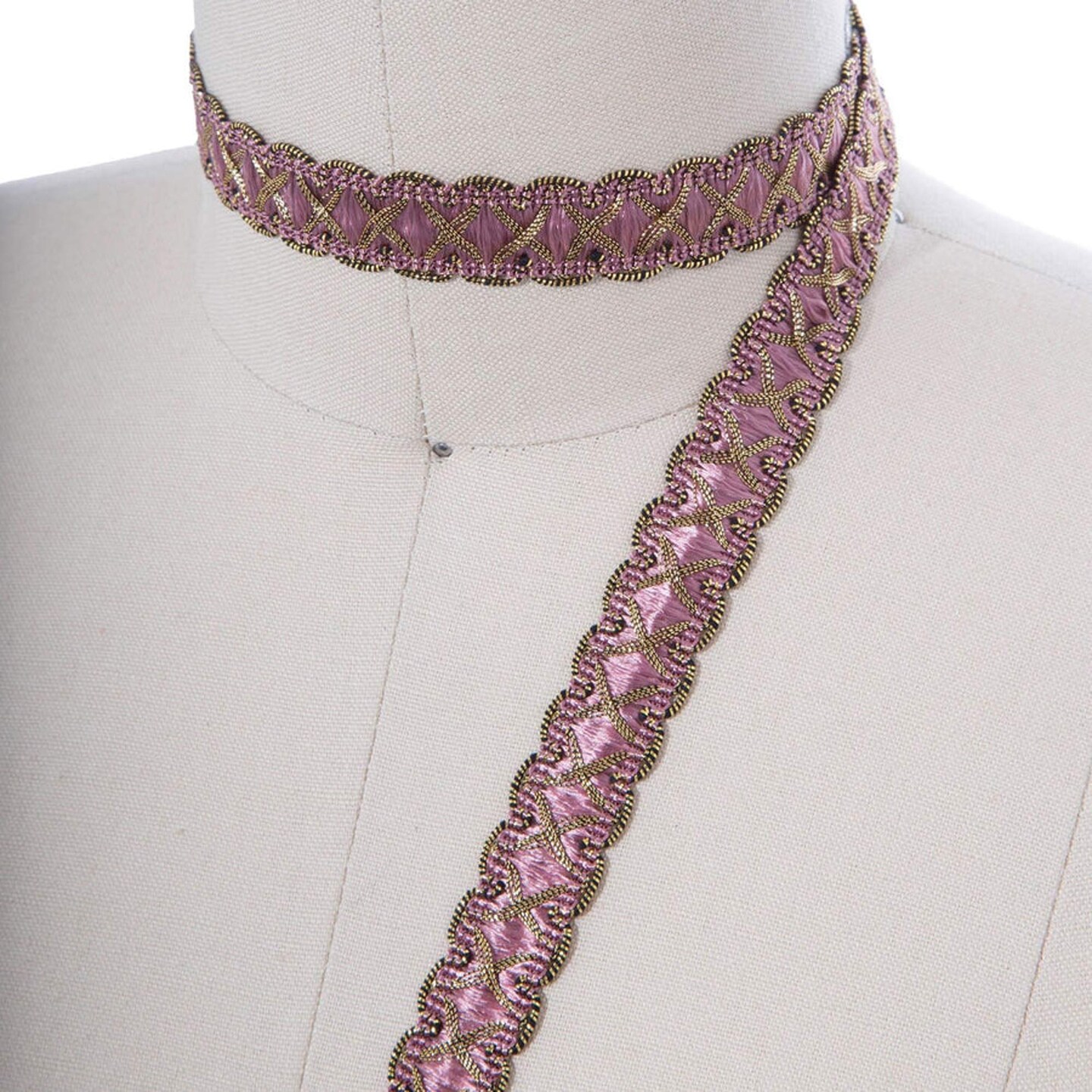 2 Yards 5/8 Inch Dusty Mauve and Gold Wave Gimp Braid Trim for ...