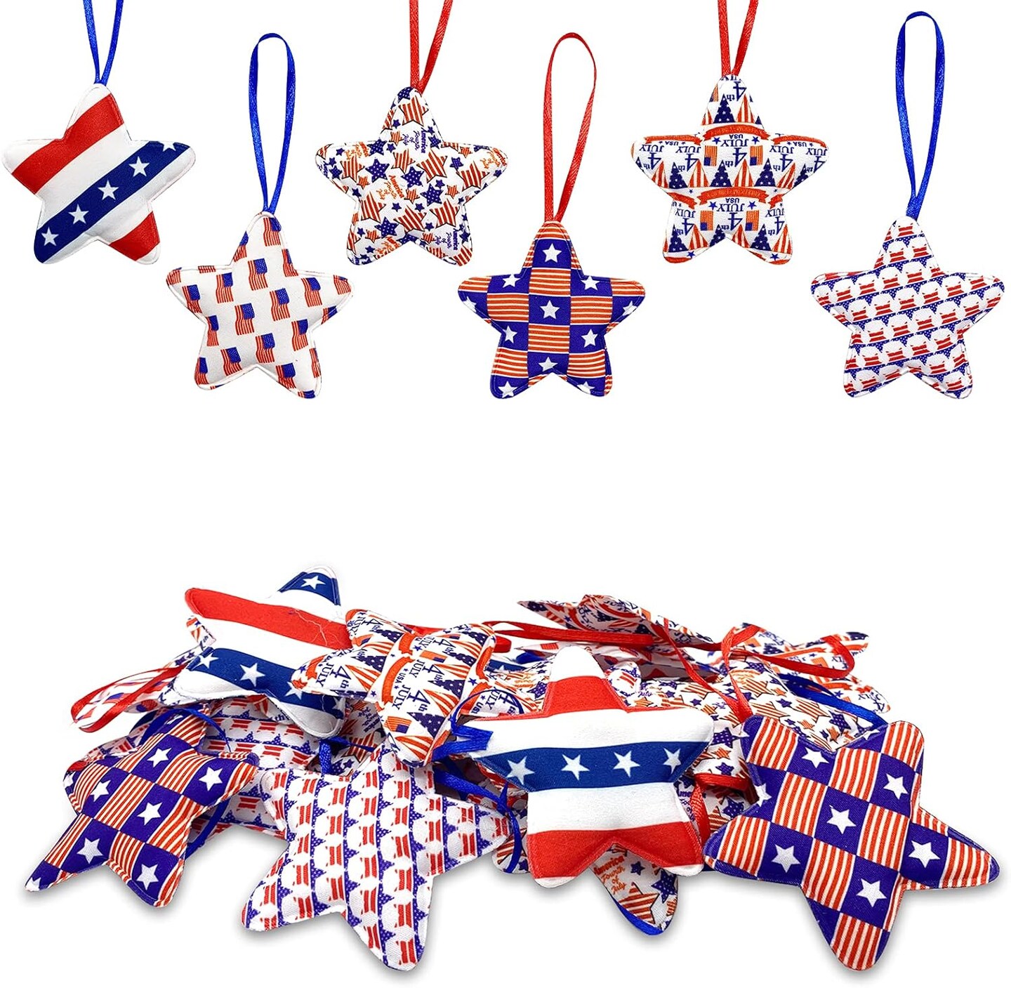 30 Pcs 4th of July Decoration Fabric Wrapped Stars | Michaels