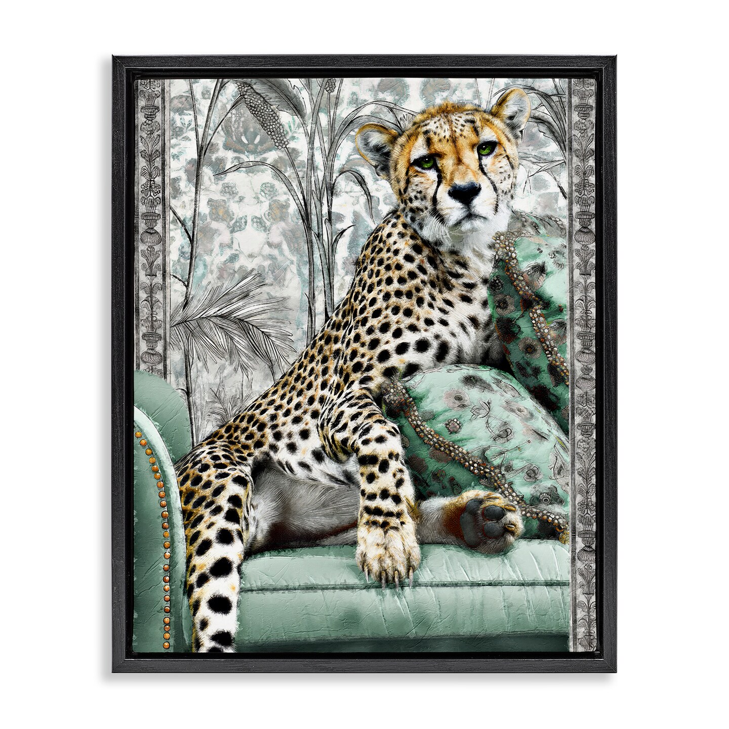 Stupell Industries Nouveau Cheetah with Glam Details Floating Frame By ...