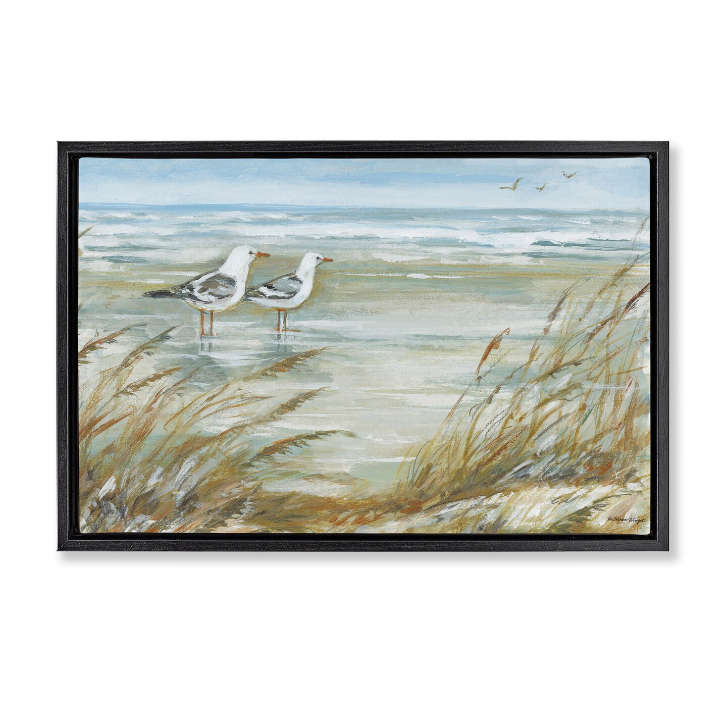 Stupell Industries Seagulls Standing On Beach Floating Frame By Susan Winget | Michaels