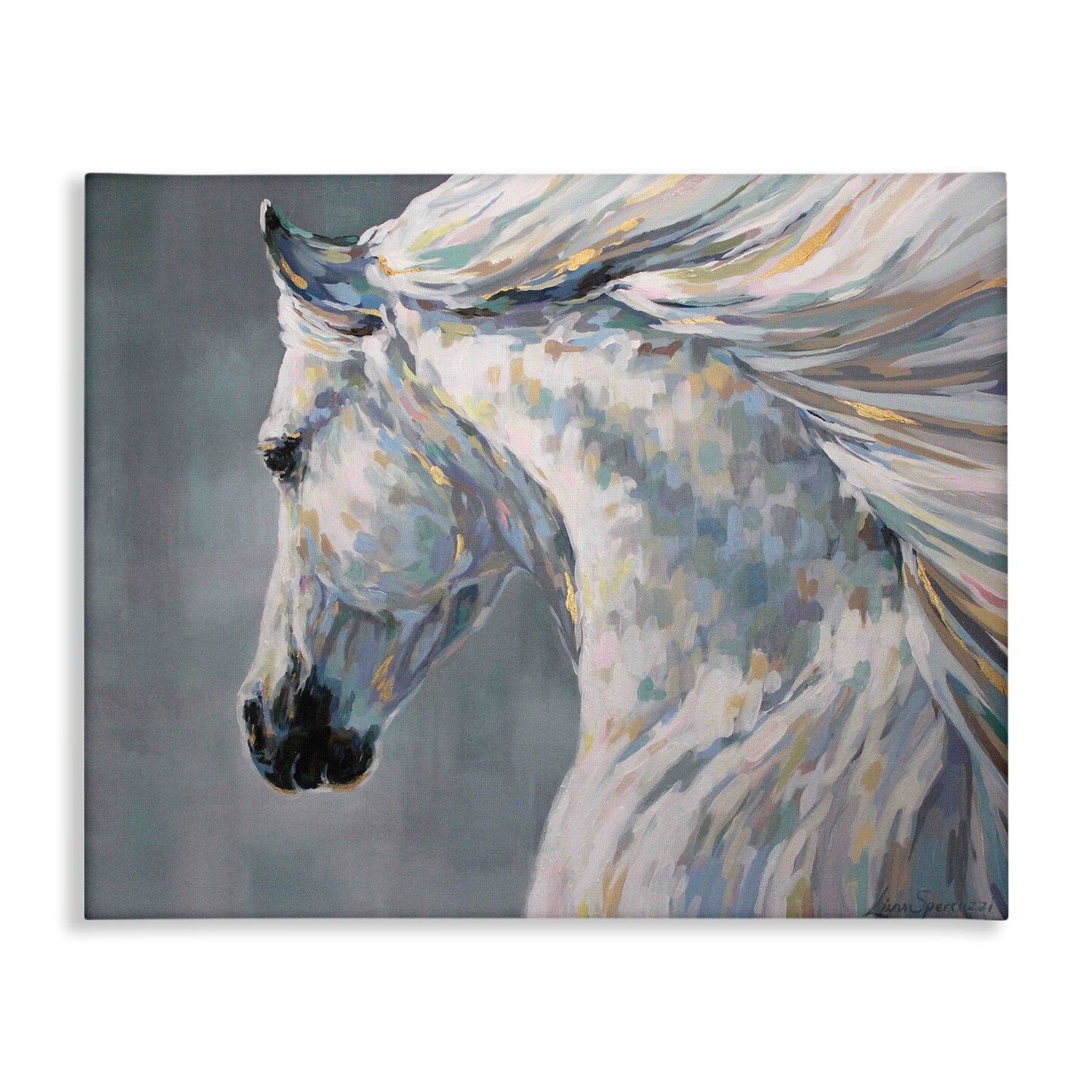 Stupell Industries Ava Modern White Horse Portrait Canvas By Linda ...
