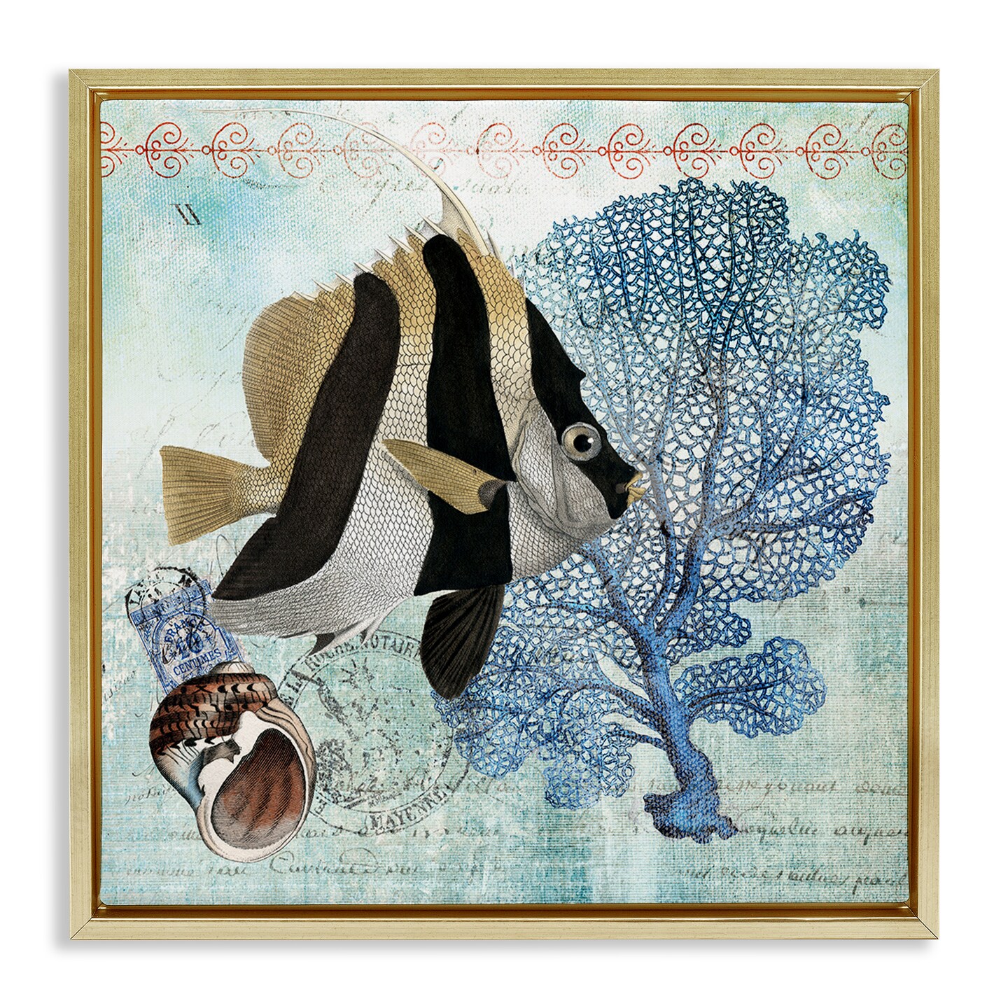 Stupell Industries Vintage Tropical Fish Collage Floating Frame By ...