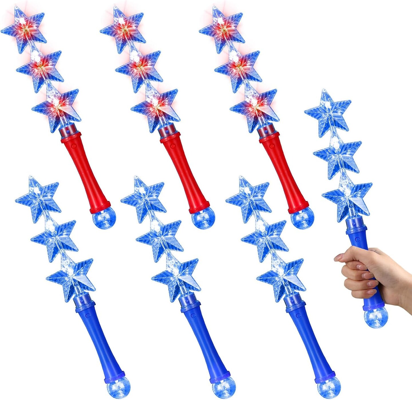 6 Pcs Independence Day Star Light up Wand Independence Day LED Wands ...