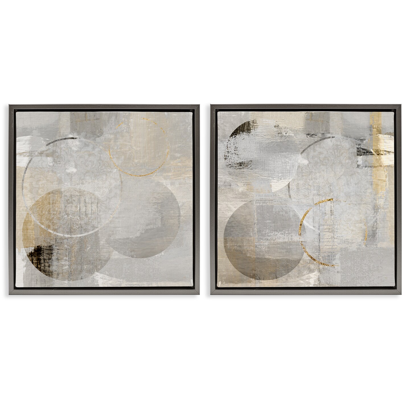 Stupell Industries Brushed Muted Circle Shapes 2pc Floating Frame Set ...