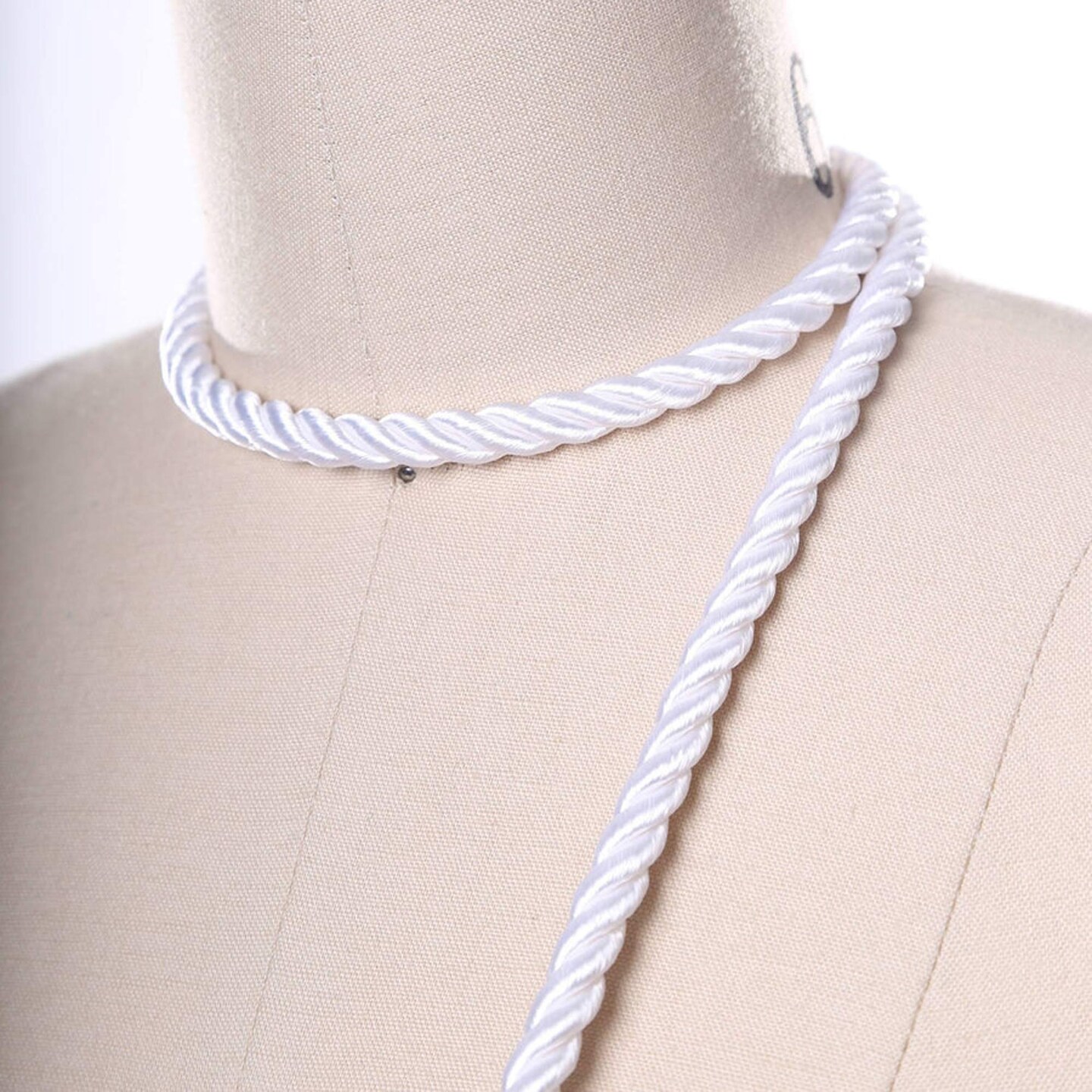 1 Yard 7mm White Silky Satin Cord Rope Trim for Curtains Sewing and ...