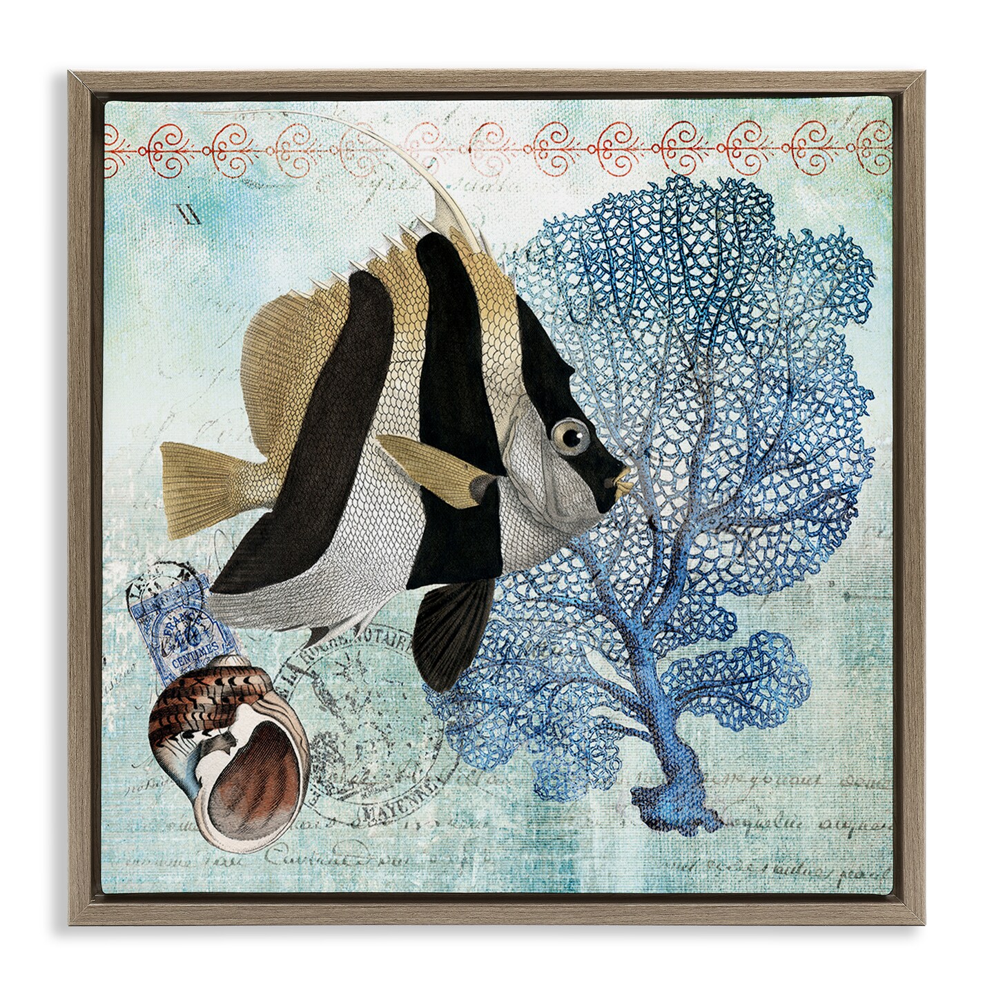 Stupell Industries Vintage Tropical Fish Collage Floating Frame By ...