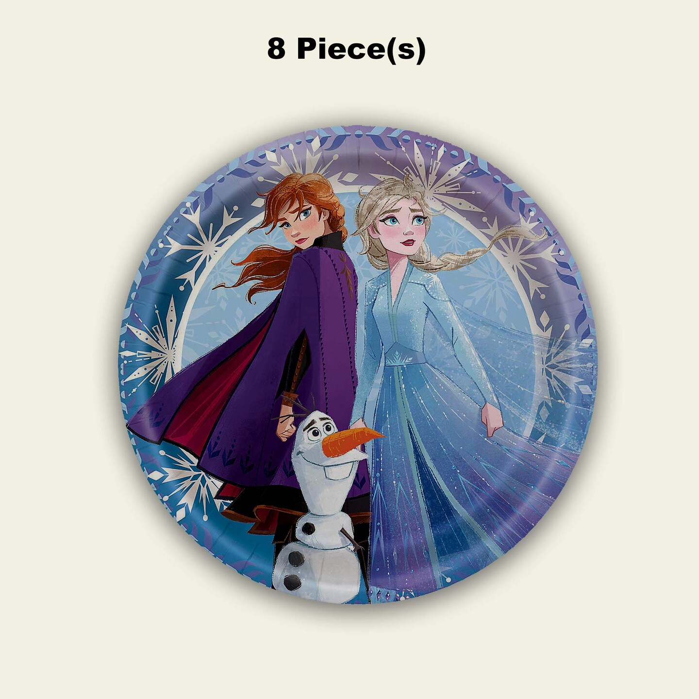 8 Count Frozen Elsa Anna Olaf Paper Dessert Plates 7 Inch Disposable ...