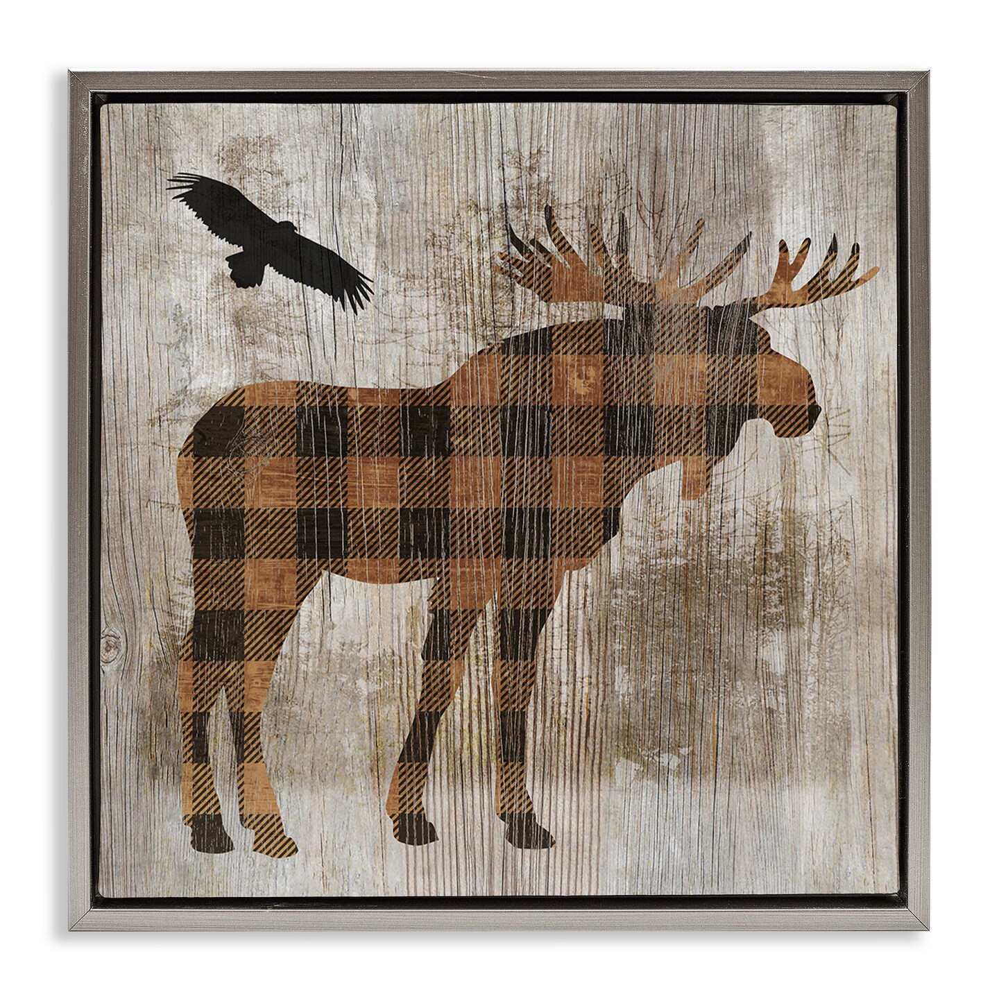 Stupell Industries Plaid Moose & Eagle Floating Frame By Susan Arnot ...