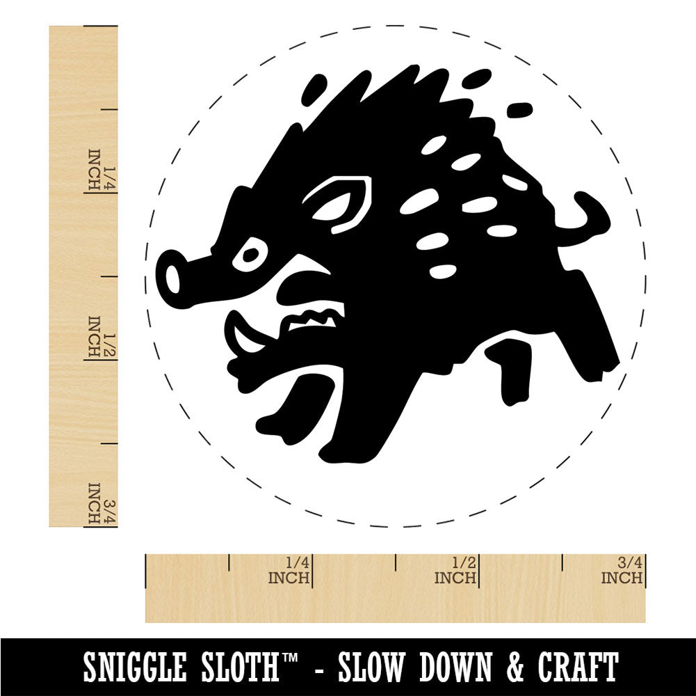 Angry Charging Cartoon Boar Pig Hog Peccary Rubber Stamp for Stamping ...