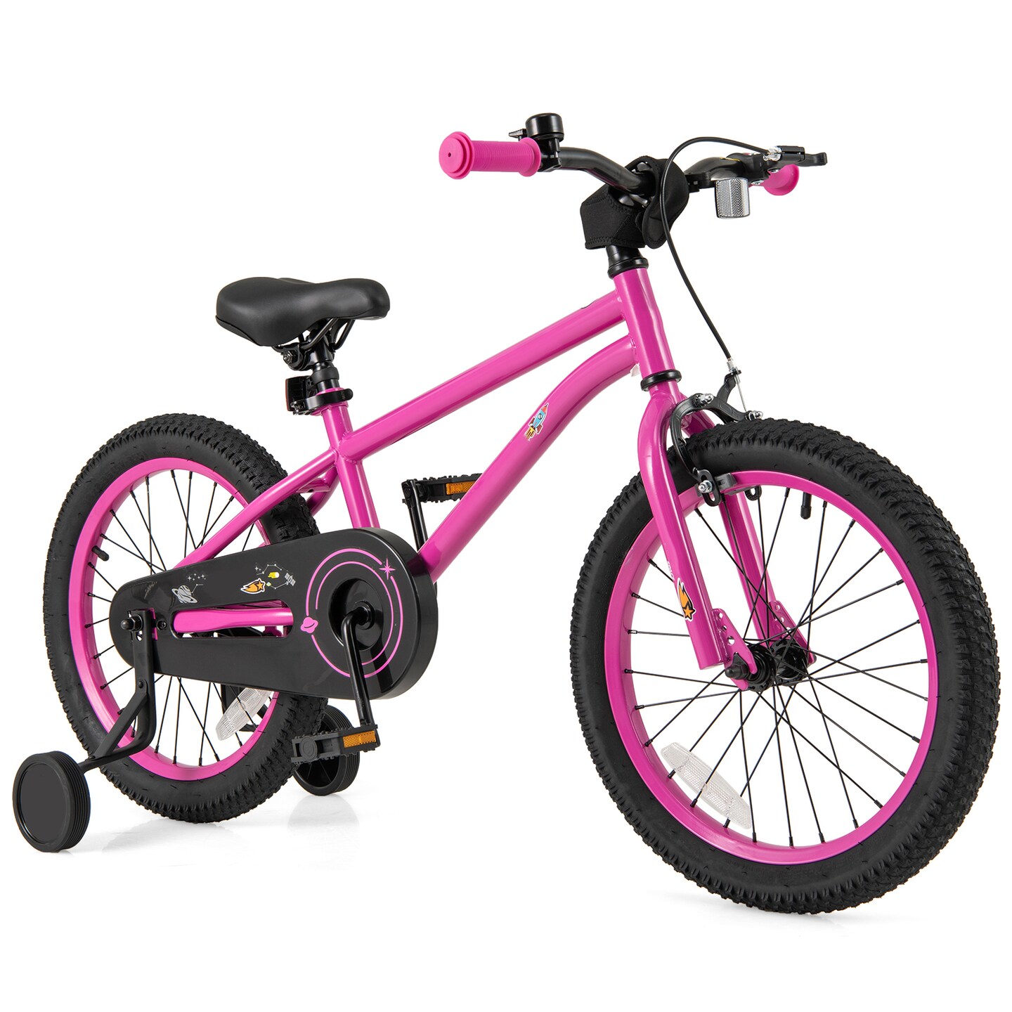 Pink High Carbon Steel Kids Bike with Dual Brakes and Bell, Removable ...