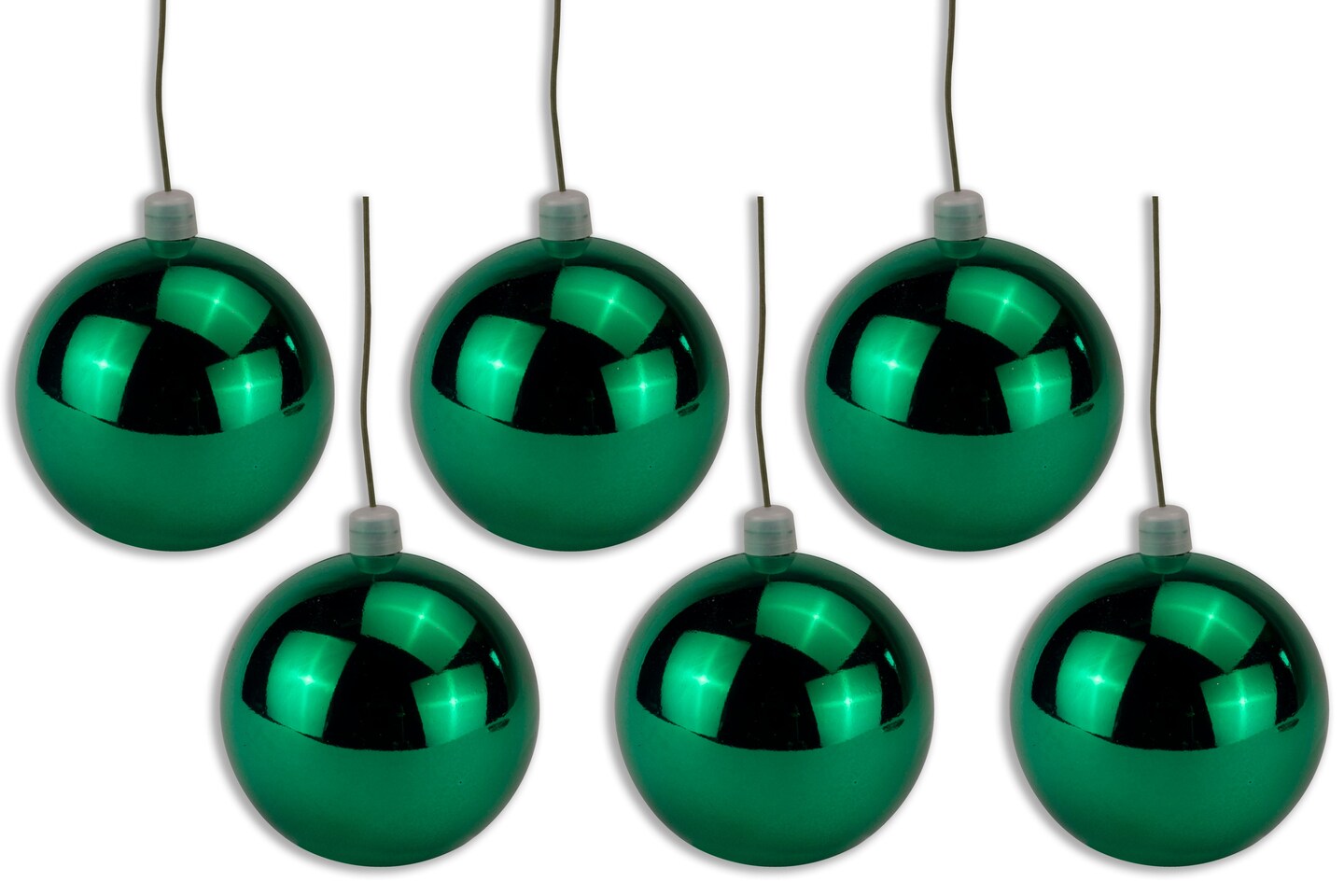 6 Pack 120mm 5" Shiny Green Ball Ornament with Wire and UV Coating ...