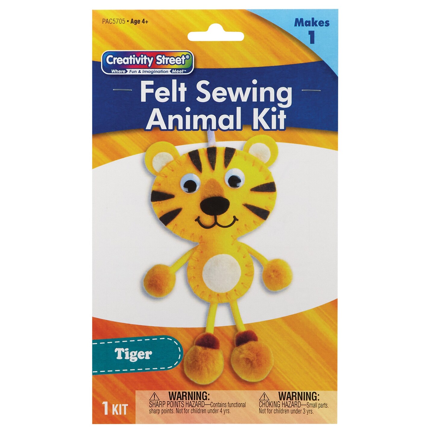Felt Sewing Animal Kit, Tiger, 4.25" x 10.75" x 0.75", 1 Kit | Michaels