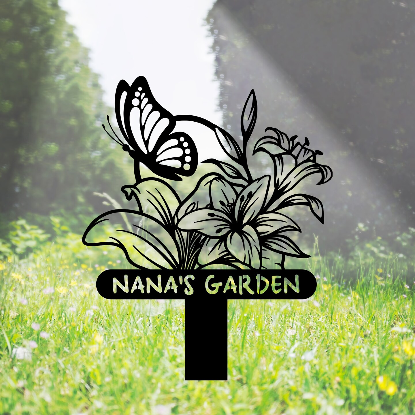 Custom Lily Flowers Memorial Stake, Lily Flower Metal Stake ...