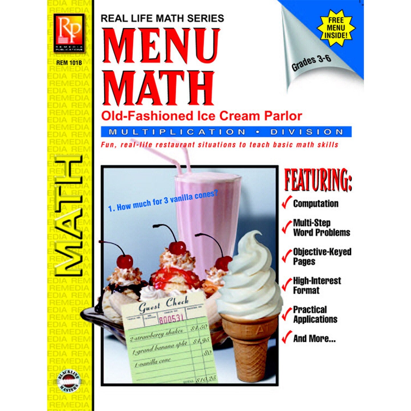 Menu Math: Old-Fashioned Ice Cream Parlor Book, Multiplication ...