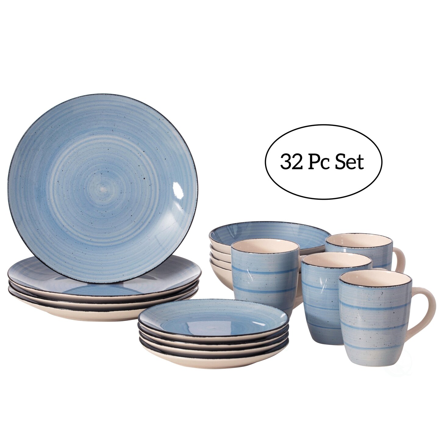Spin Wash Dinnerware Set 16 Piece Chip Resistant Plates Mugs Bowls For ...