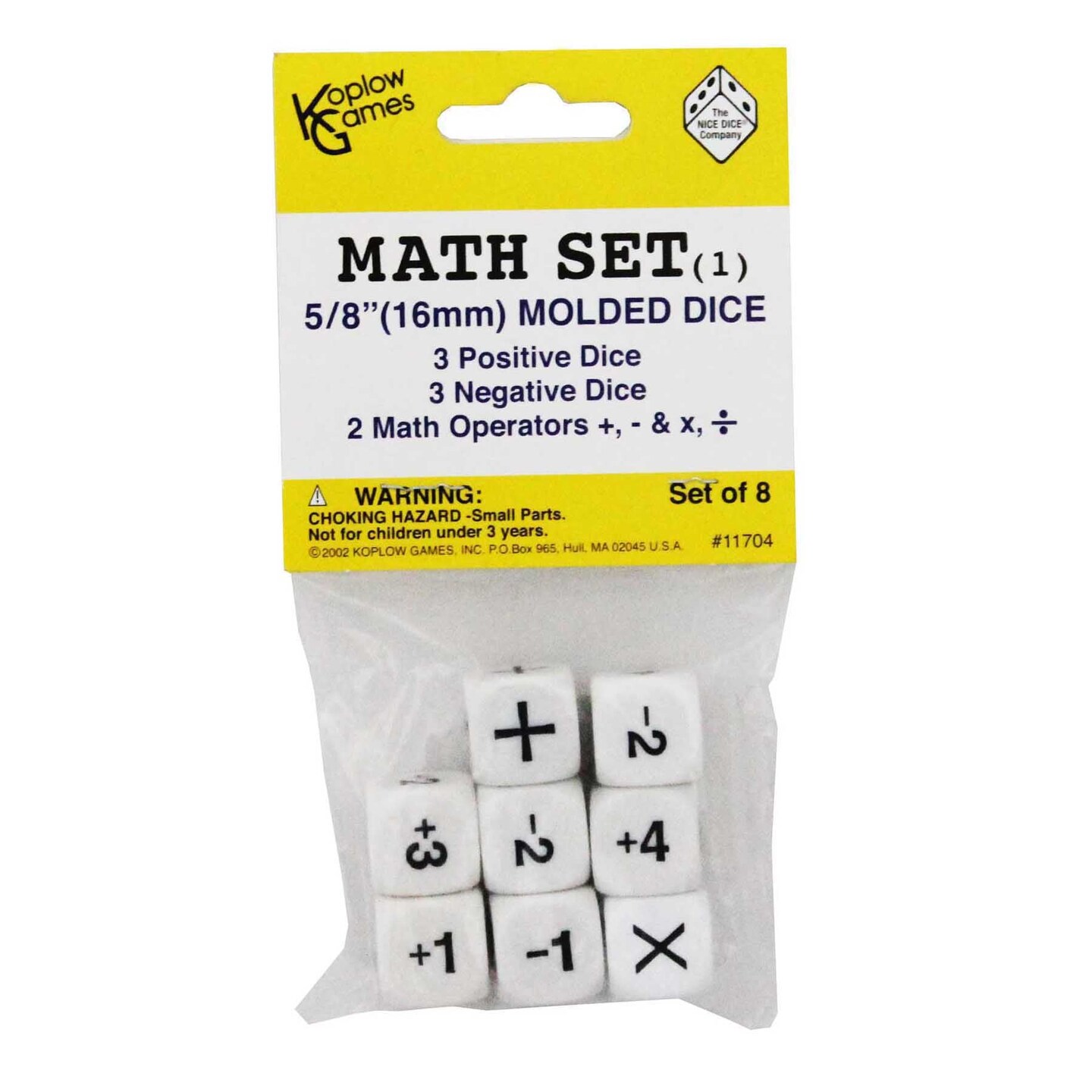 Math Set 1 Positive/Negative/Operators Dice, Set of 8 | Michaels