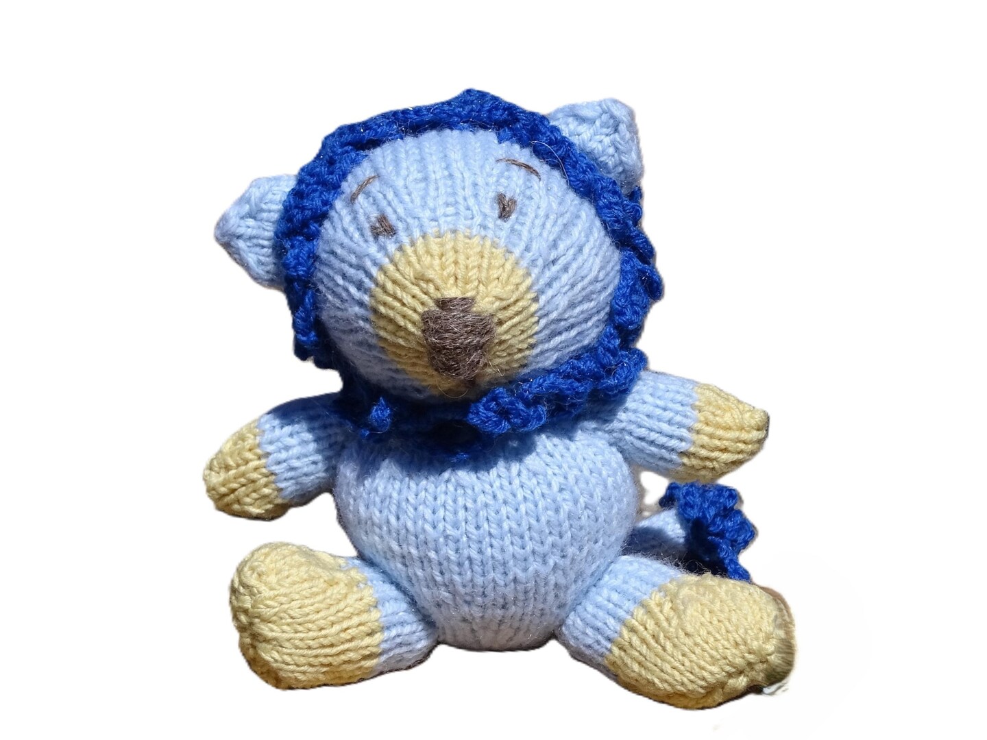 Baby Lion, Stuffed Animal, Soft Hand Knit Toy, Safari, Jungle Blue Toy ...