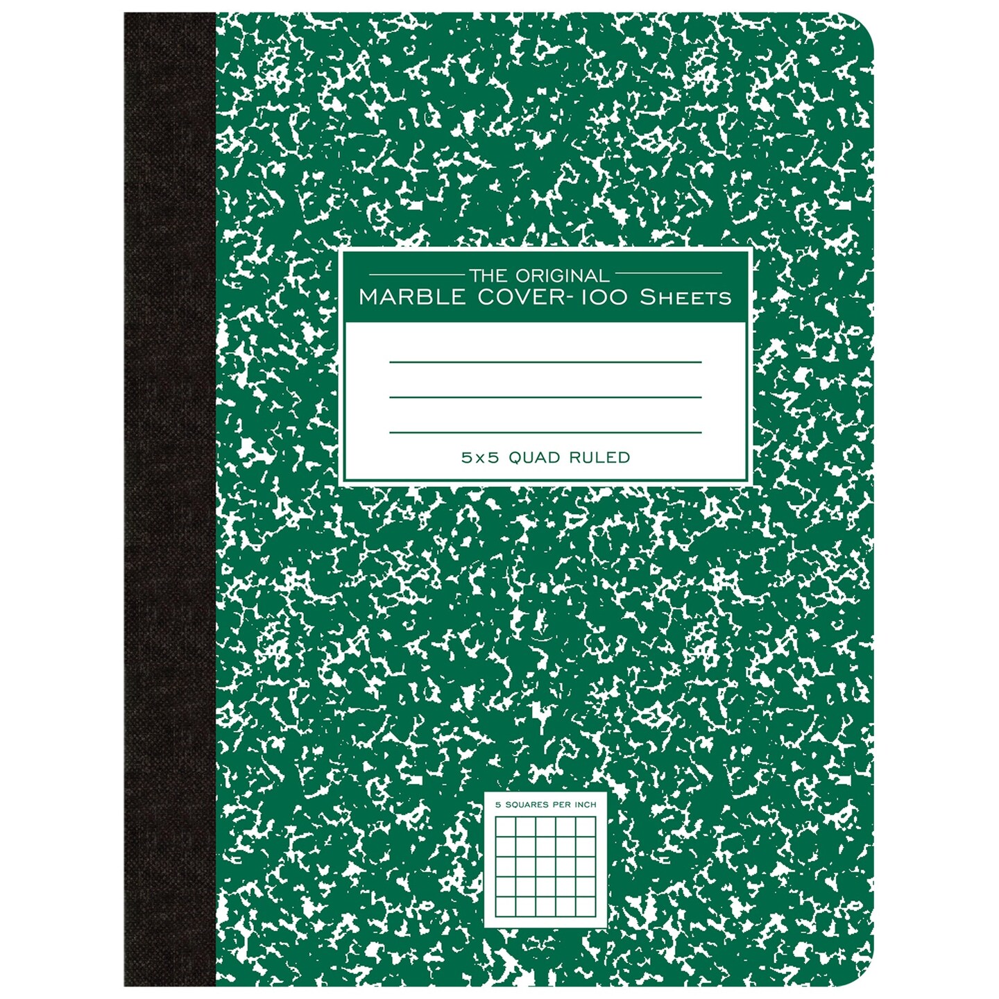 Composition Book, 5x5 Graph, 100 Sheets, 9.75" x 7.5", Green Marble ...
