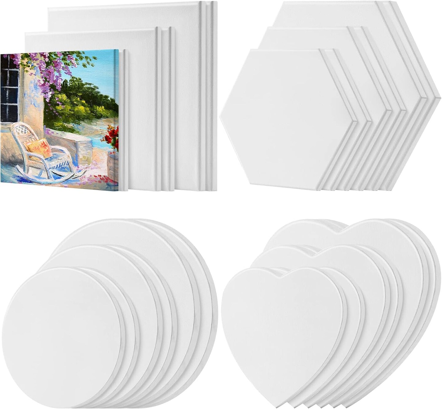 Canvas for Painting Bulk Blank Canvas, Square Round Hexagon Heart ...