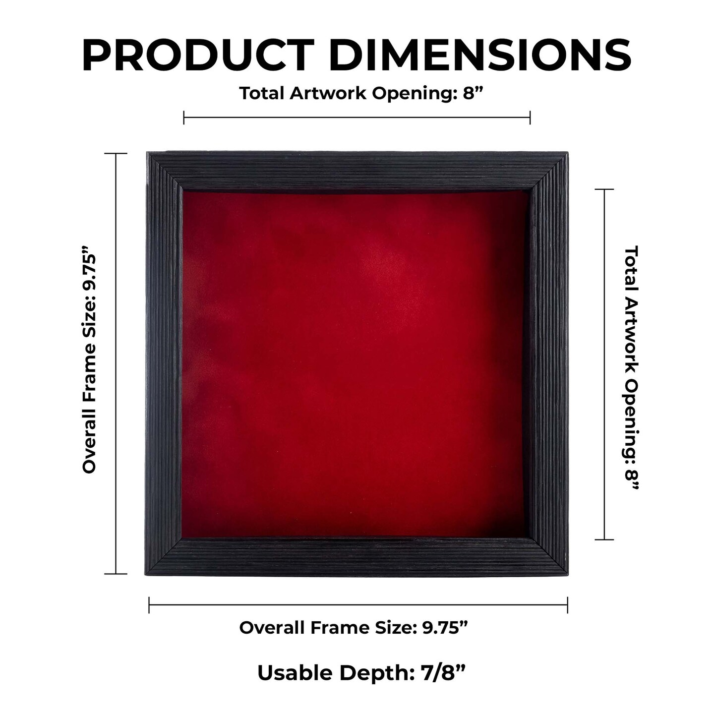 Rustic Black Wood Shadow Box Frame with Acrylic Front - Red Suede ...