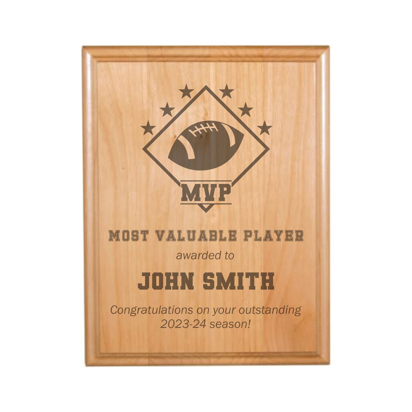 Custom MVP Award for Football Player with Personalized Text Sports Gift ...