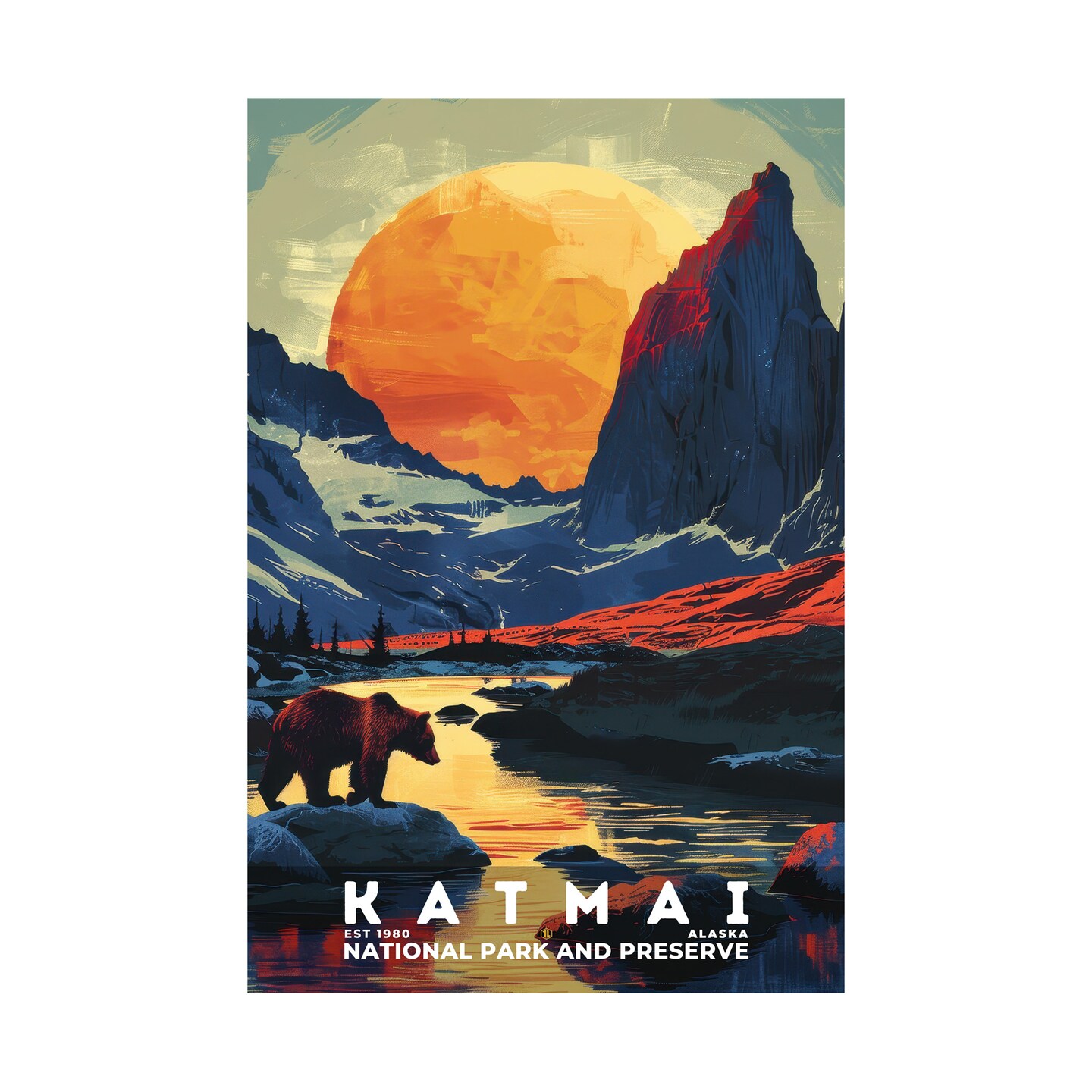 Katmai National Park Poster, Travel Art, Office Poster, Home Decor ...