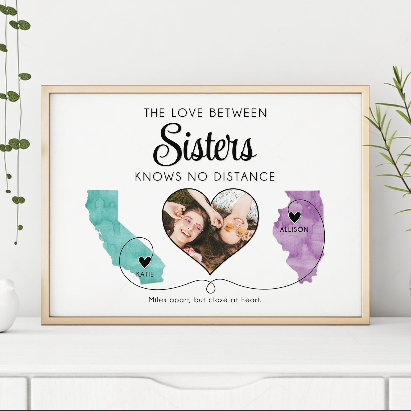 Sisters Long Distance Gift, Personalized Moving Away Keepsake with ...