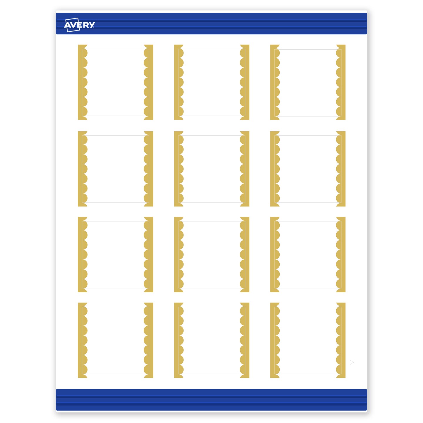 Avery Printable Square Cards, Gold Edge Dots, 2" x 2", Matte White ...
