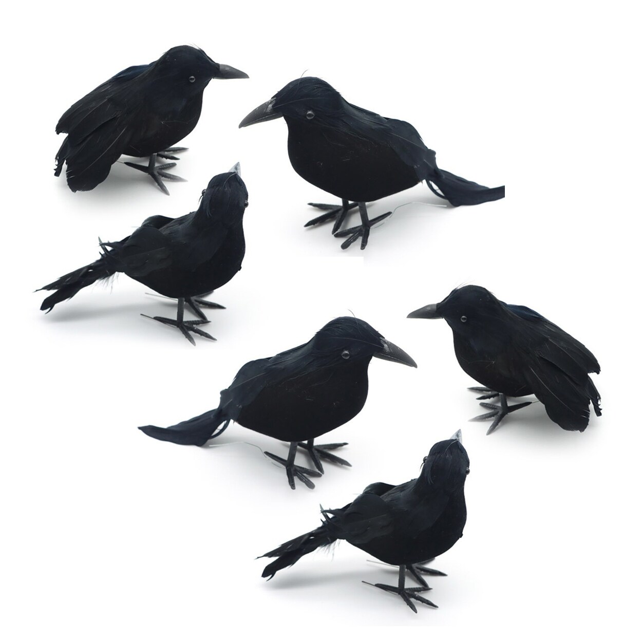1 Set Feathered Crow Statue Handmade Realistic Looking Foam Fake Crow ...