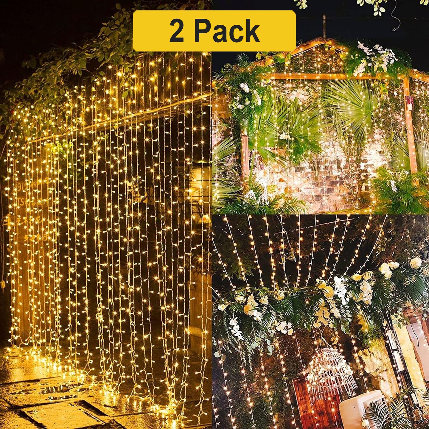 Spooky Glow 96 LED 6 Strand Curtain Light Battery Operated for ...