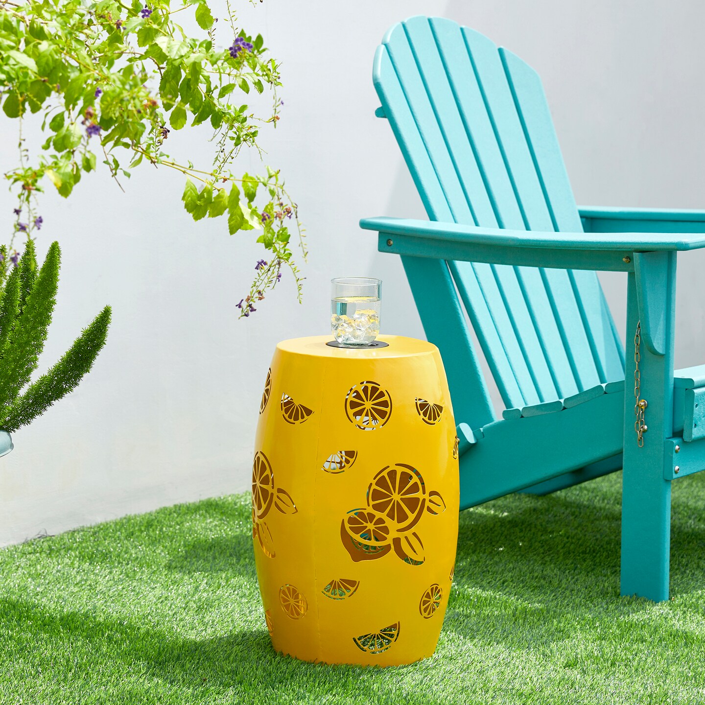 18.5" Multi-Functional Yellow Iron Cutout Lemon Pattern Drum Silhouette ...